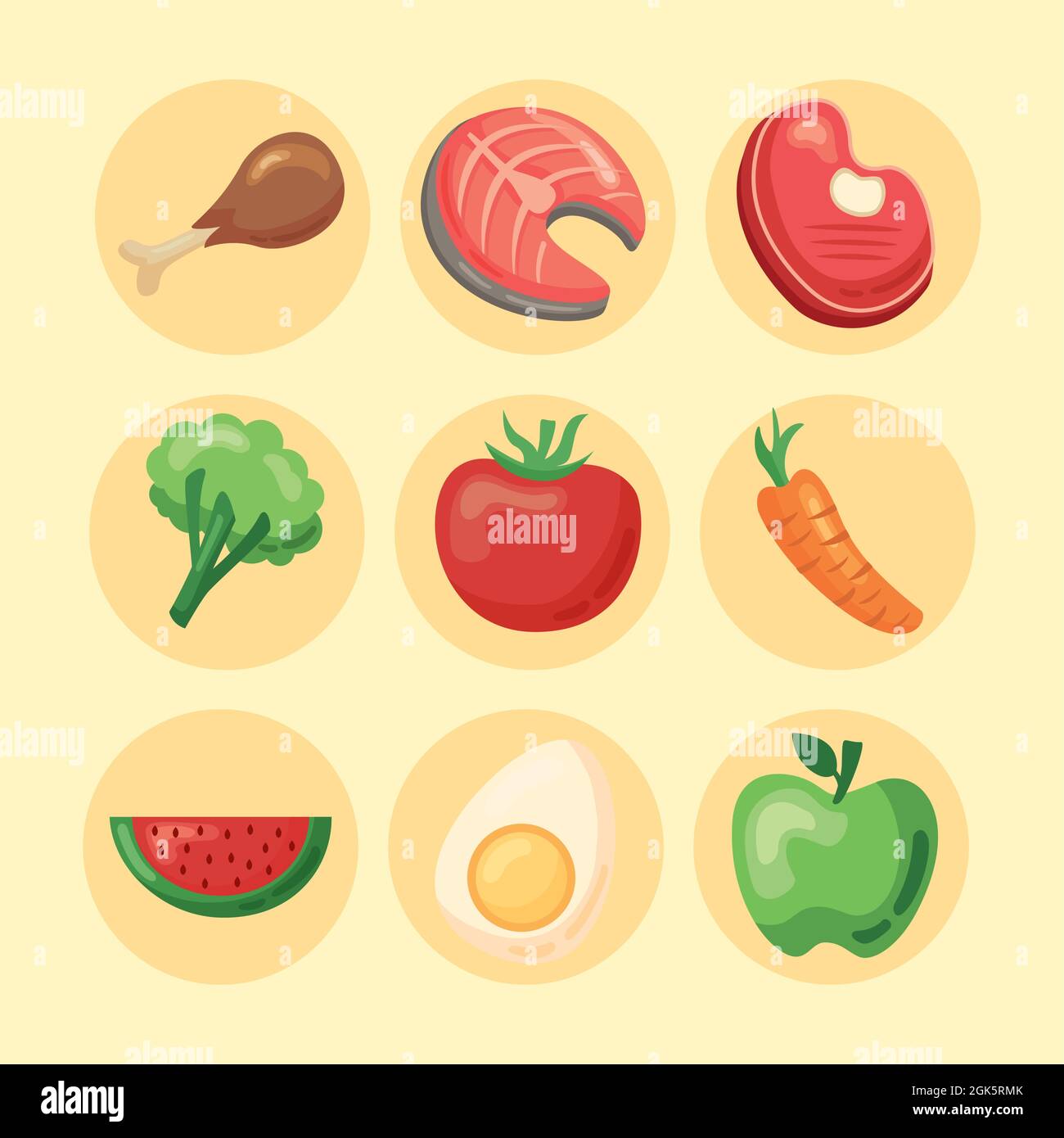healthy food set nine icons Stock Vector Image & Art - Alamy