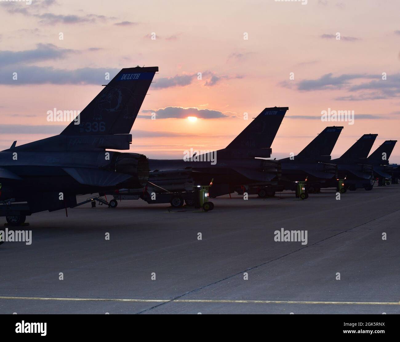 The sun rises at Volk Field Air National Guard Base, Wisconsin on ...