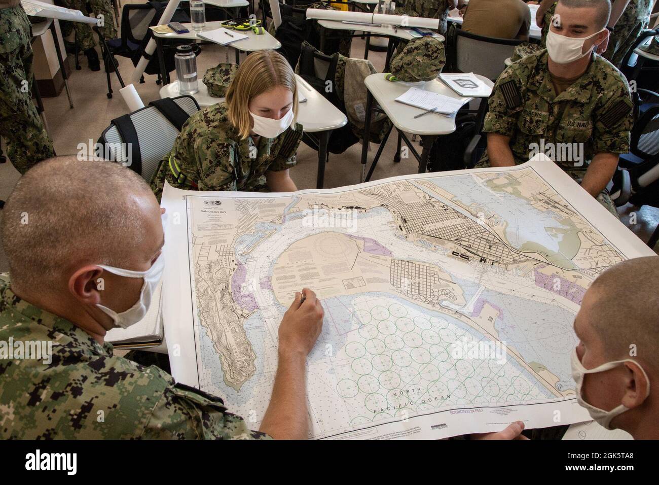 Officer Candidate School (OCS) class 17-21 students practice charting ...