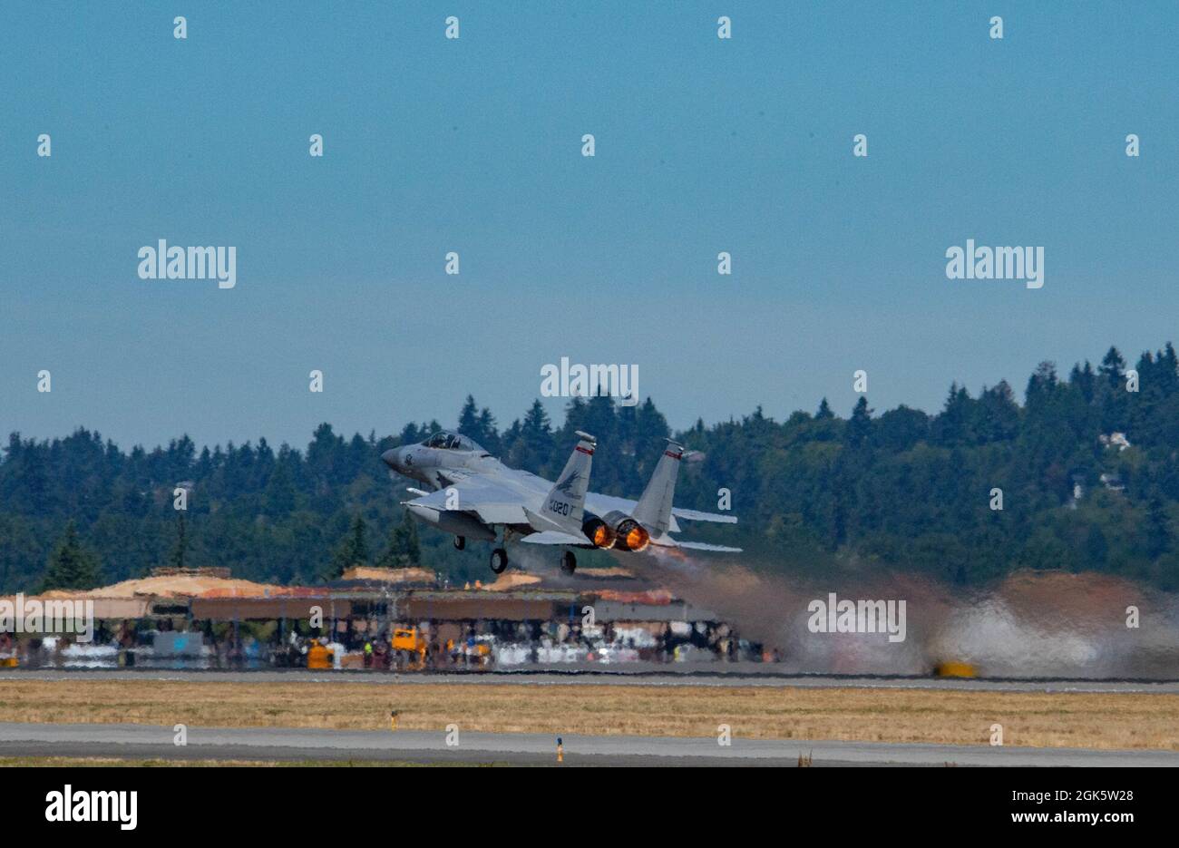 A F-15 Eagle with the 142nd Wing, takes off during a training event at ...