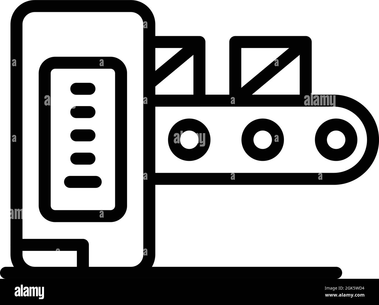 Automatic production icon outline vector. Factory conveyor. Industry ...