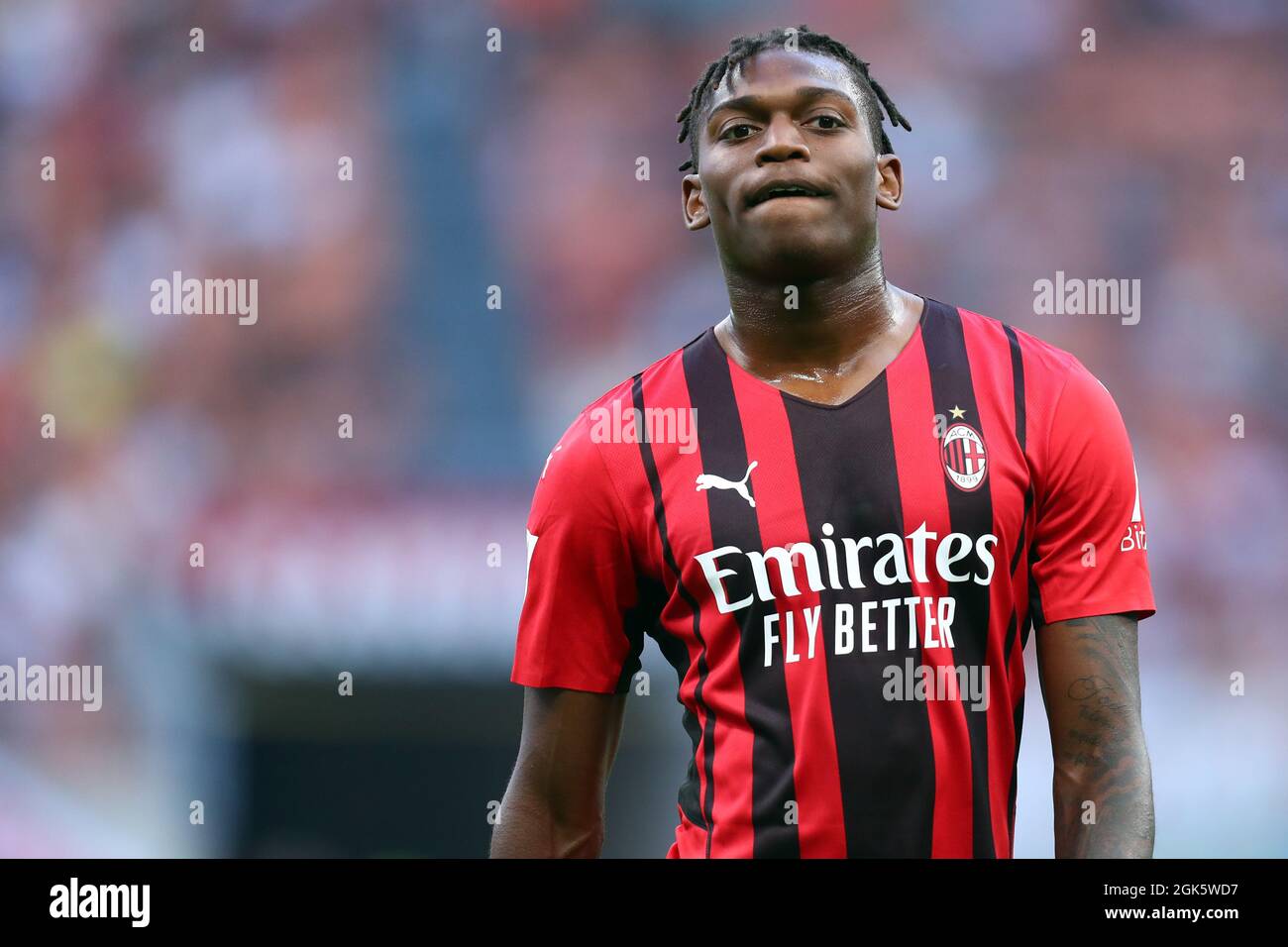 Milano, Italy. 12 September 2021. Rafael Leao of Ac Milan looks on ...