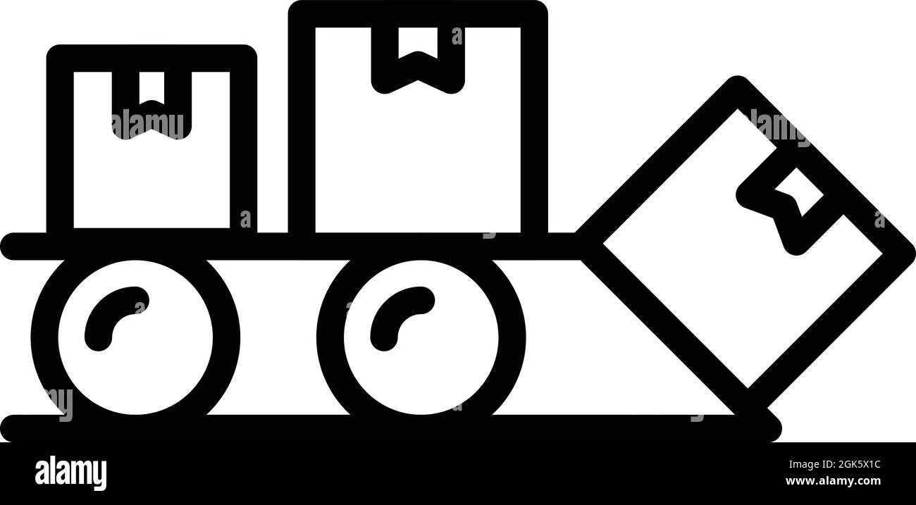 Production row icon outline vector. Factory machine. Conveyor product ...