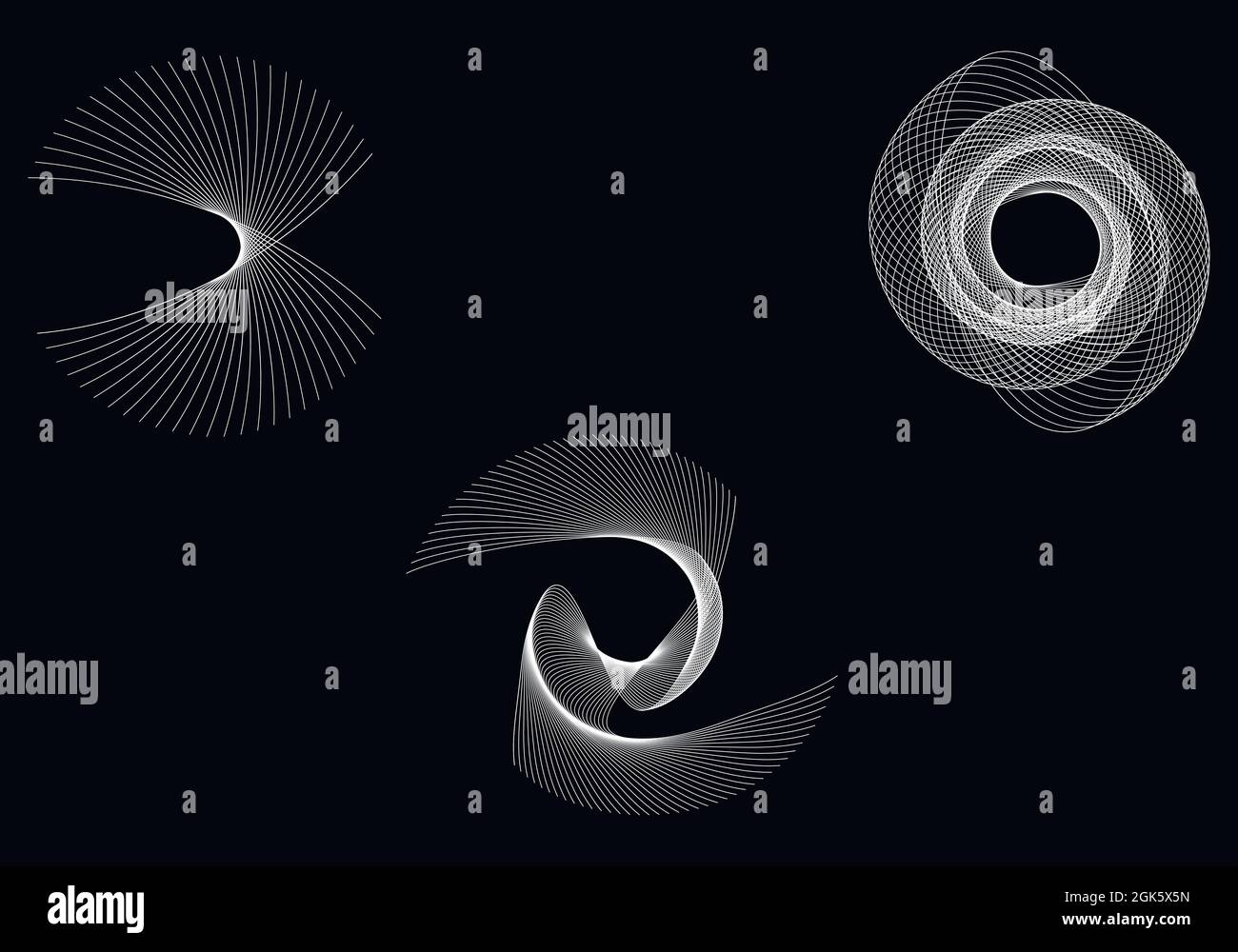 Lines in circle form. Spiral vector illustrations. Technology round ...
