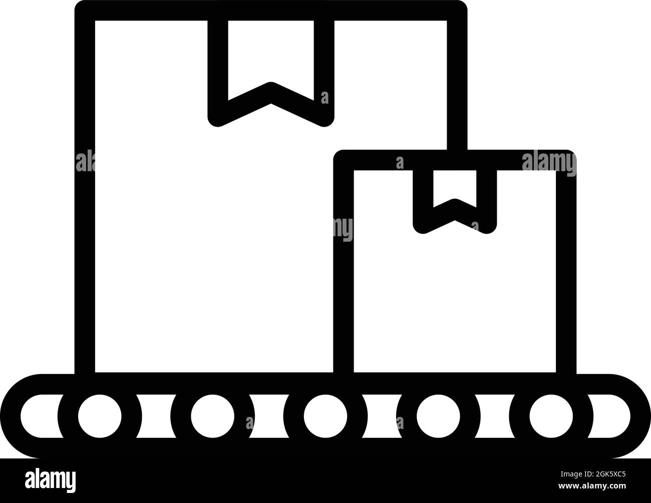 Packing process icon outline vector. Assembly conveyor. Production ...