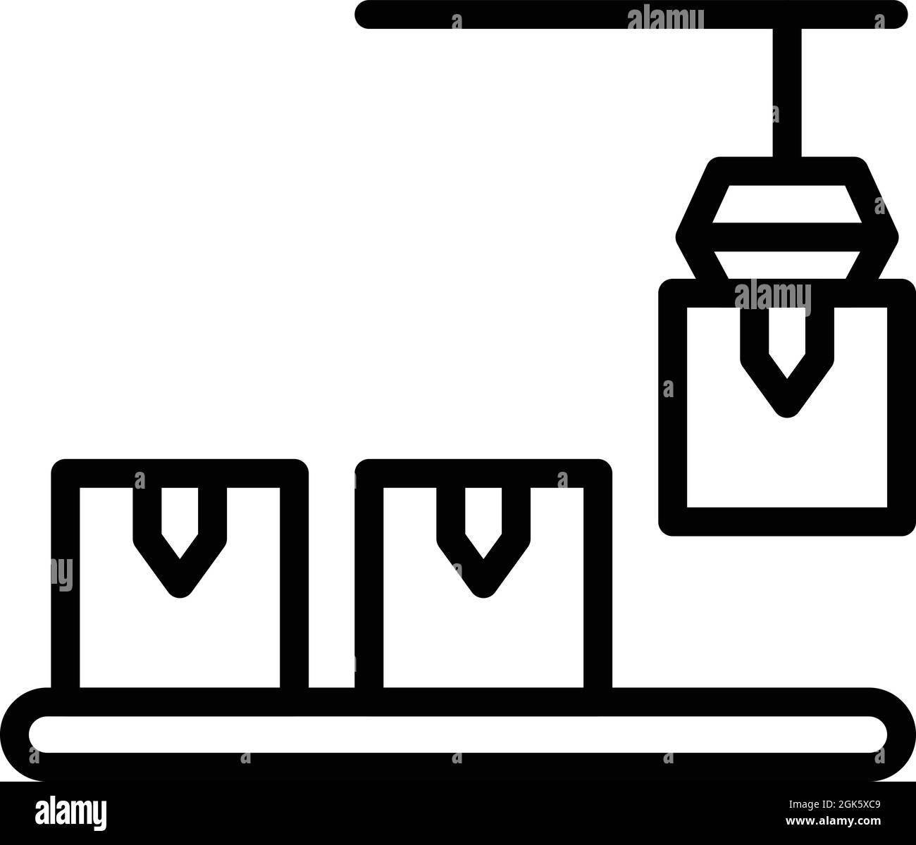 Conveyor Robot Icon Outline Vector Factory Process Arm Machine Stock