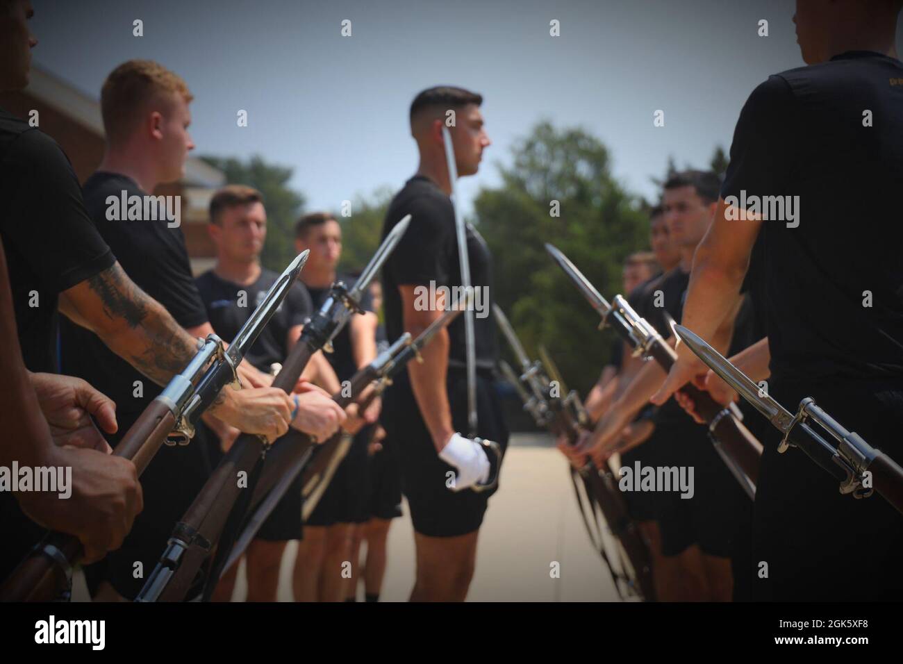 U.S. Army Drill Team 1st Lt. Peter Olsen, platoon leader, stands at ...