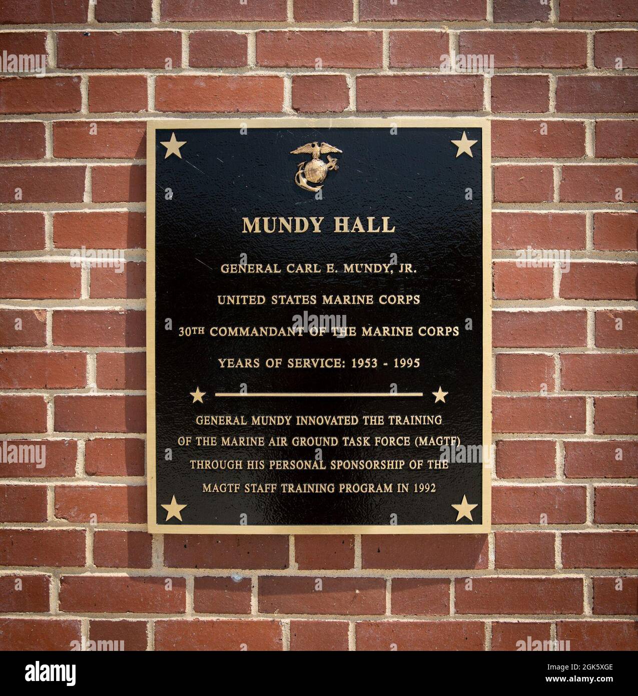 The plaque honoring Gen. Carl E. Mundy Jr., 30th Commandant of the ...