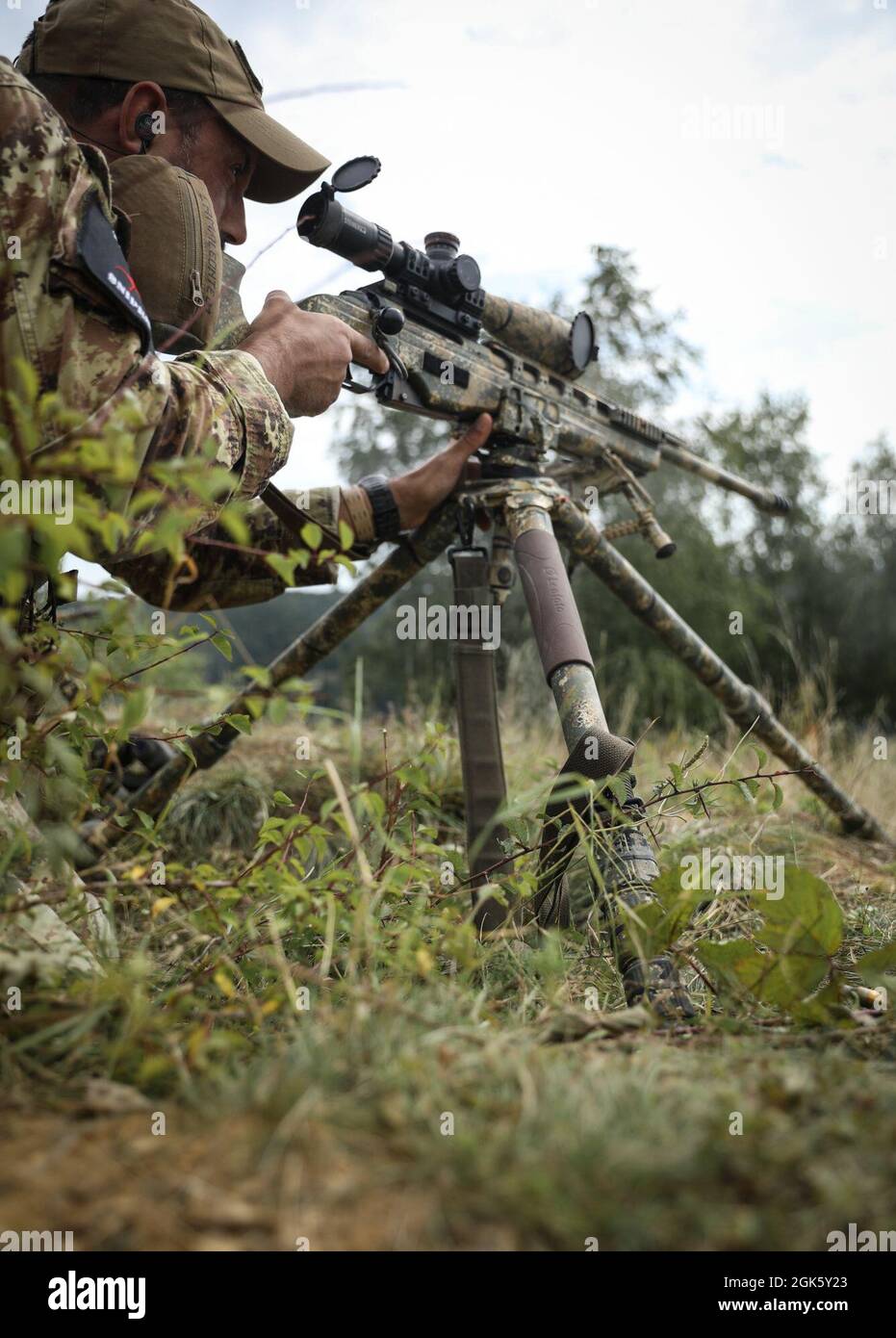 Italian sniper engages target at Hohenfels Training Area, Germany on ...
