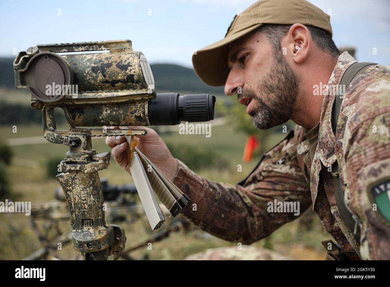 Italian sniper plots point at Hohenfels Training Area, Germany on Aug ...