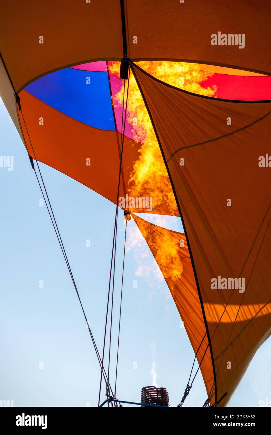 Hot air balloon with flame on Colorado Springs Balloon Classic 2021, in ...