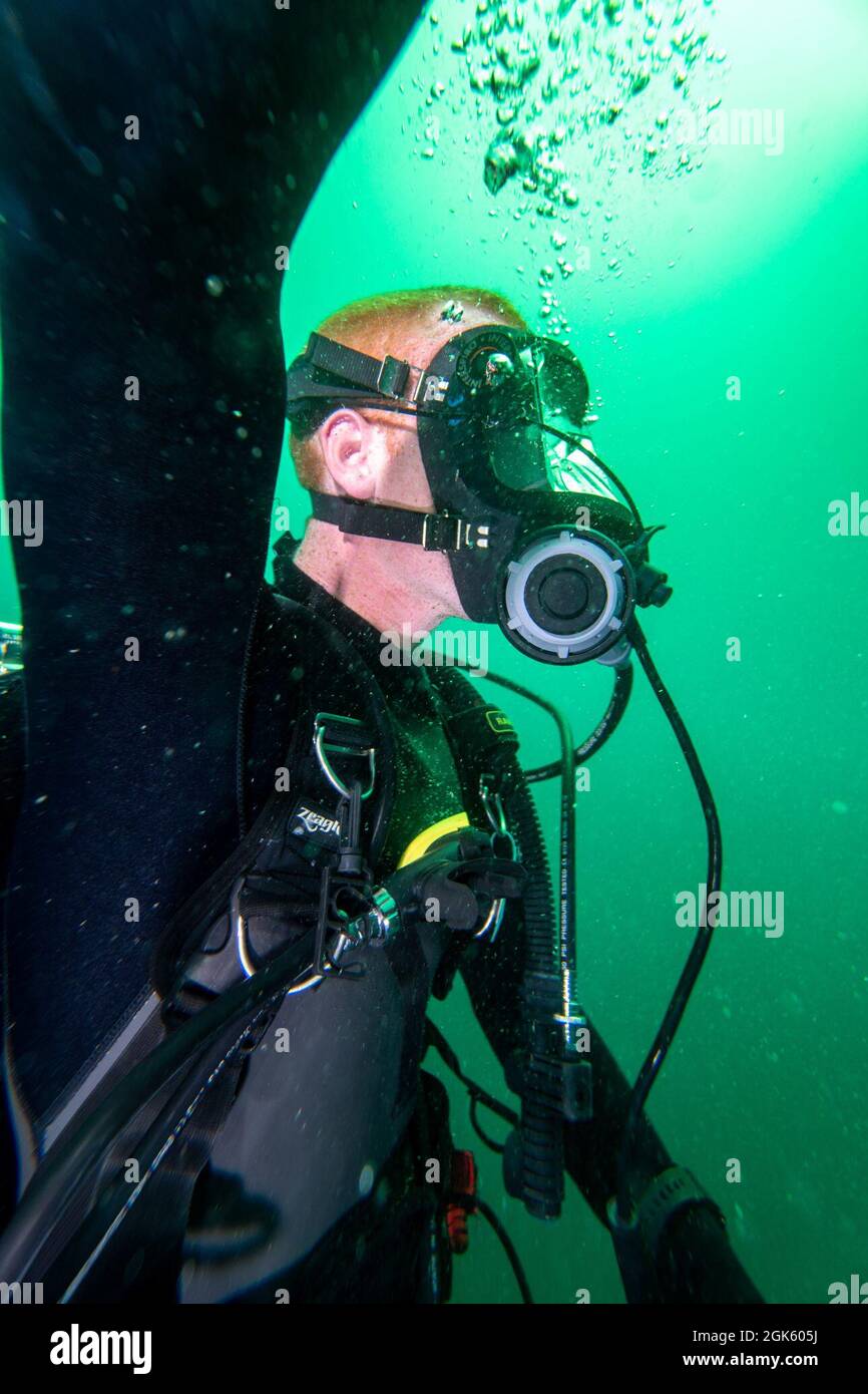 Navy Diver 3rd Class Aiden Lockard, assigned to Mobile Diving Salvage ...
