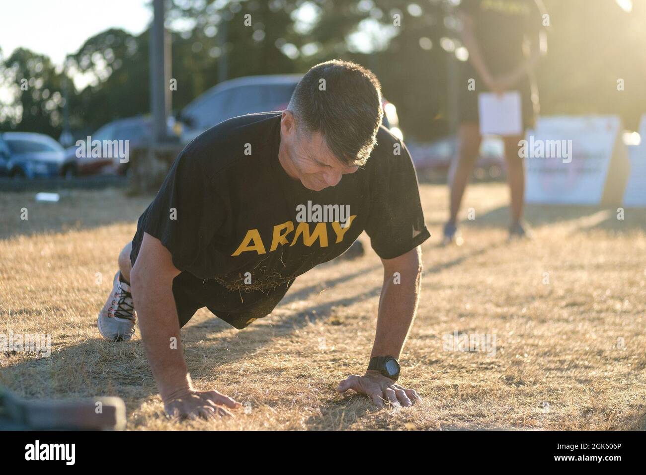 A Soldier with the 7th Infantry Division performs the hand-release push ...