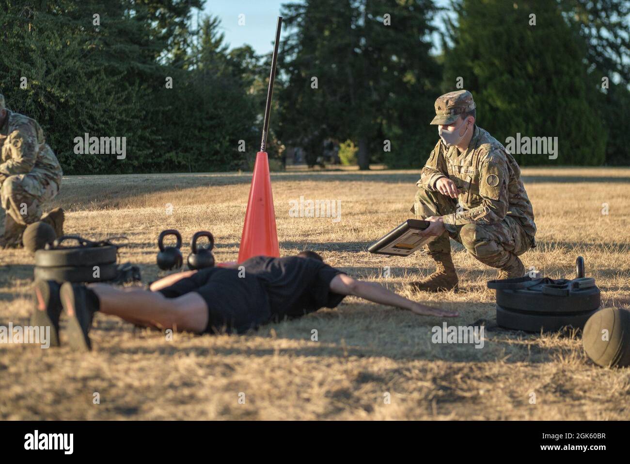 A Soldier with the 7th Infantry Division grades the hand-release push ...