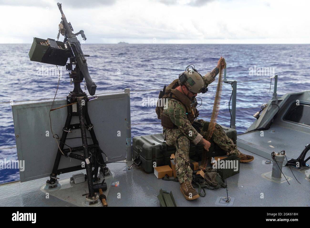 A U.S. Navy Sailor with Coastal Riverine Group 1 (CRG 1) prepares to ...