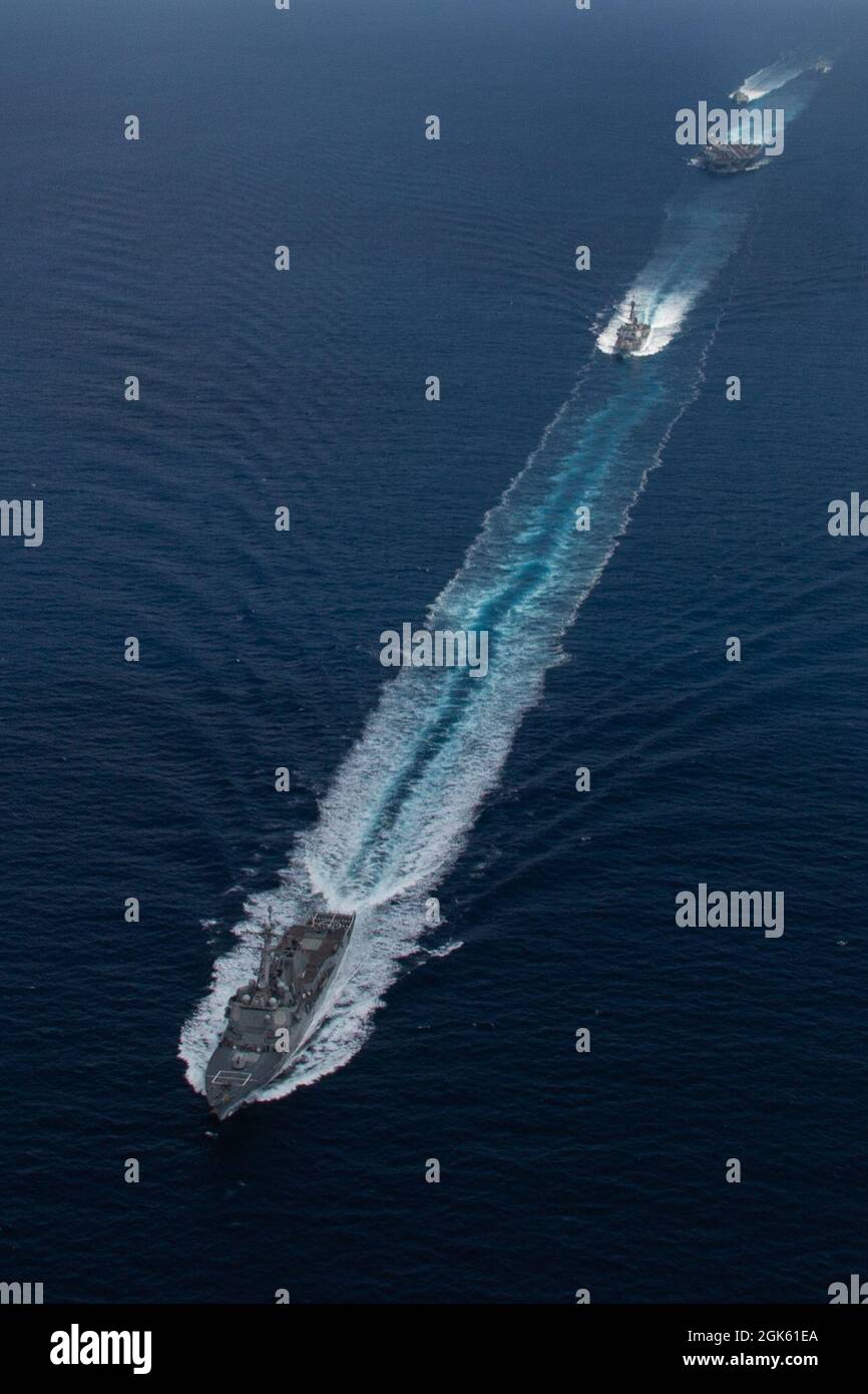 PACIFIC OCEAN (Aug. 11, 2021) Ships assigned to Carrier Strike Group ...