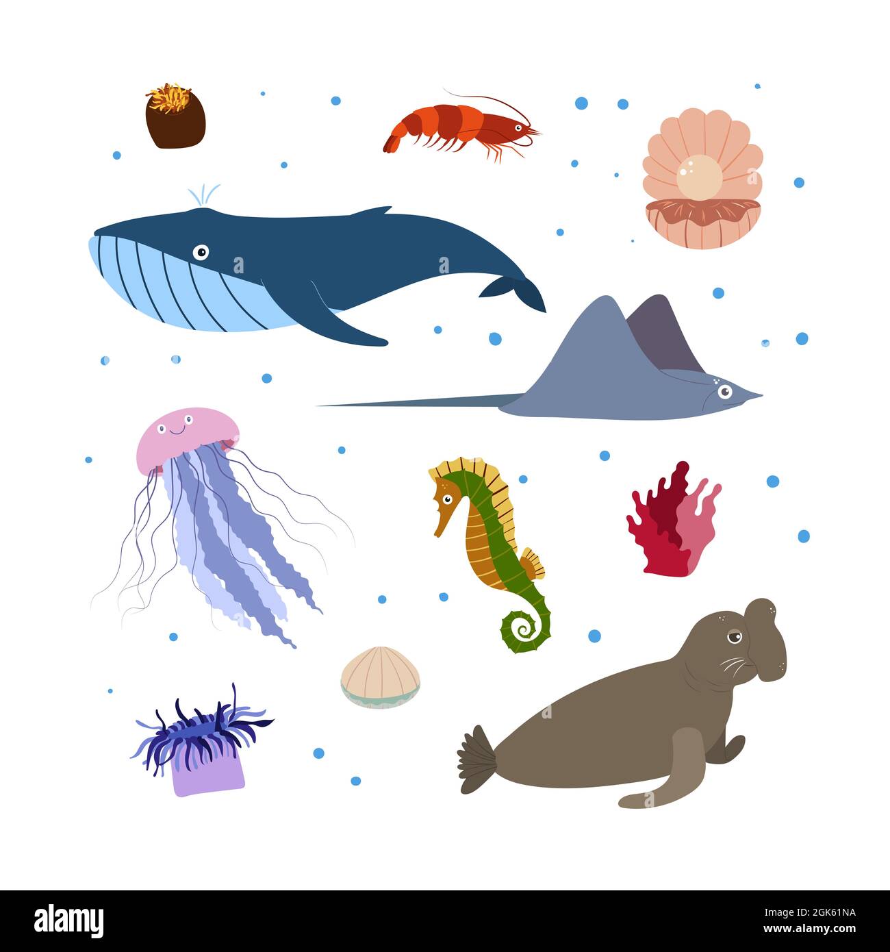 Design template with sea animal in square for kid print. Rectangle ...