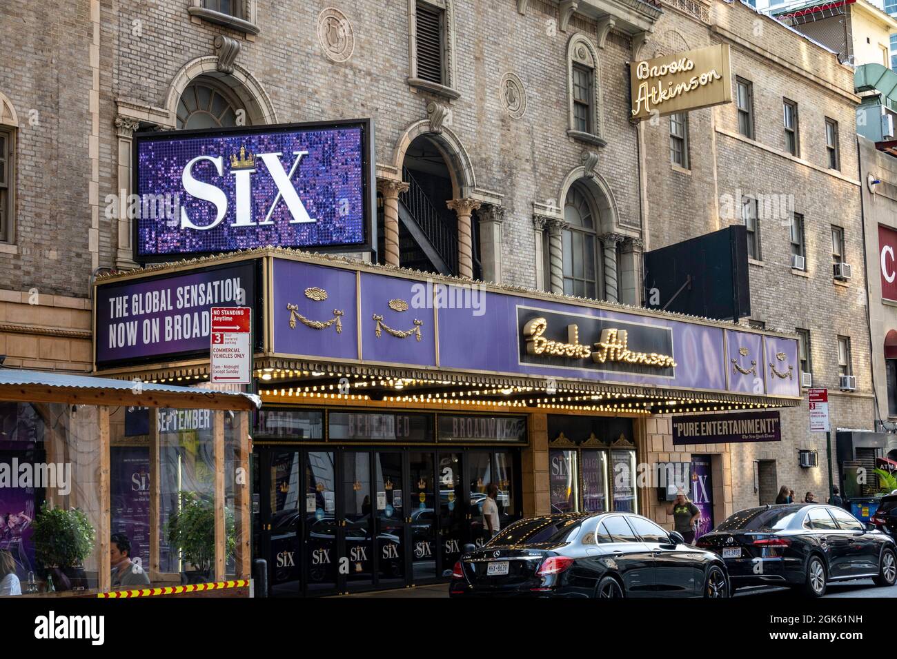 "Six" Marquee at the Brooks Atkinson Theater in Times Square, NYC, USA ...