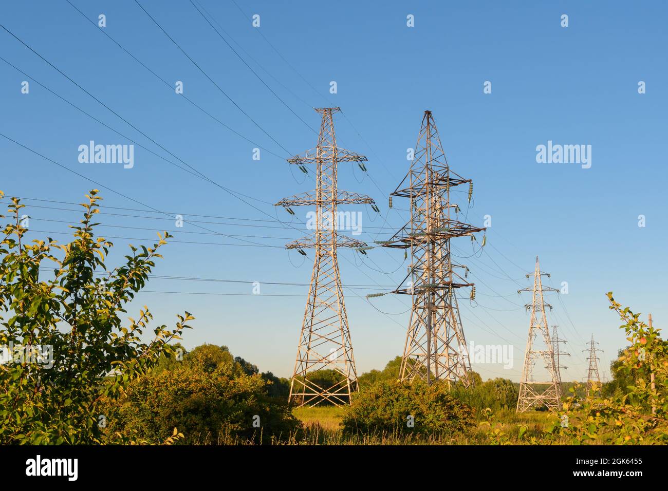 High voltage electric transmission tower. Electrical pylon and high ...