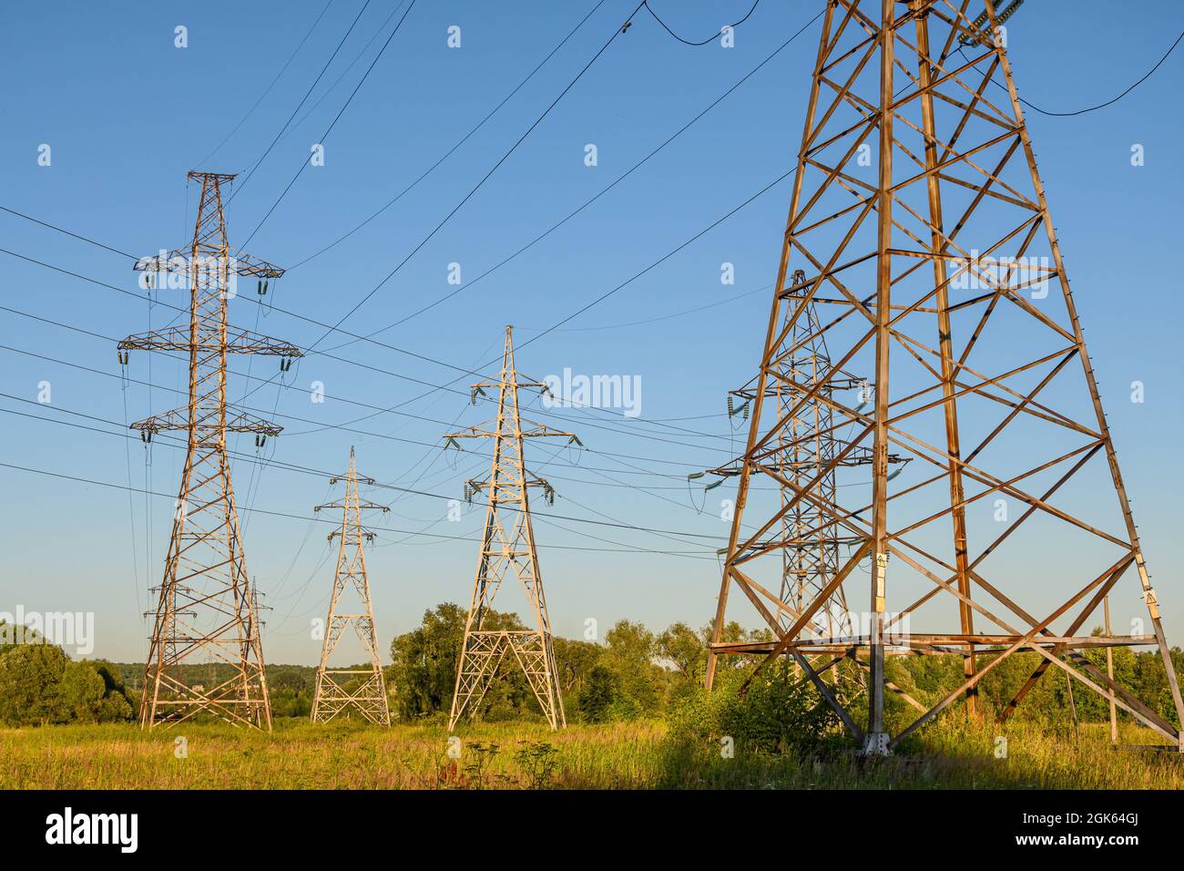 High voltage electric transmission tower. Electrical pylon and high ...