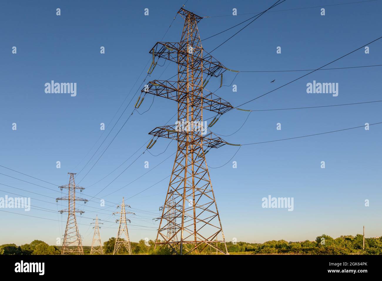 High voltage electric transmission tower. Electrical pylon and high ...