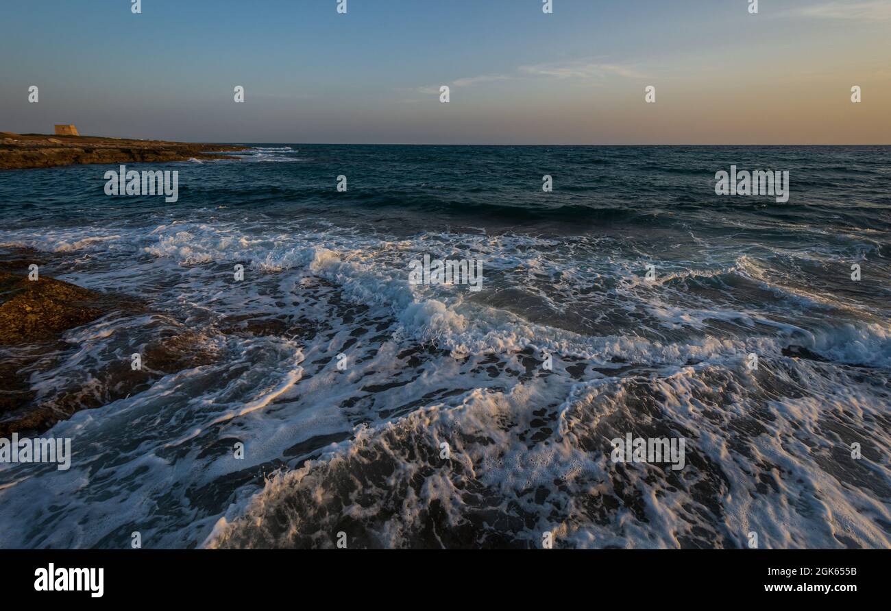 Adriatic sea. Ostuni, Puglia. Sunrise. Renowned seaside resort located ...