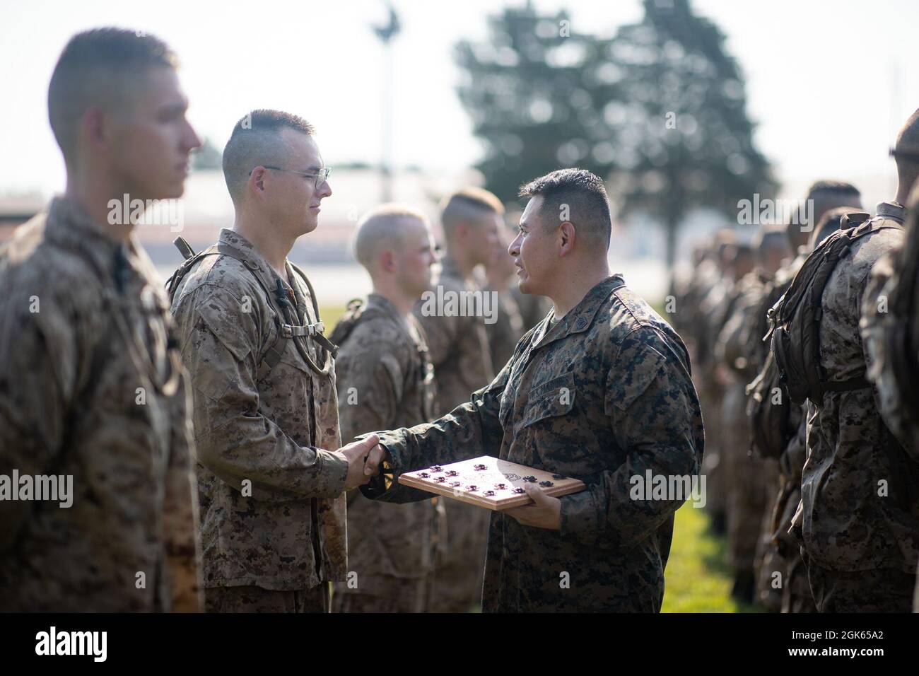U.S. Marine Corps officer candidates with Alpha Company receive their ...
