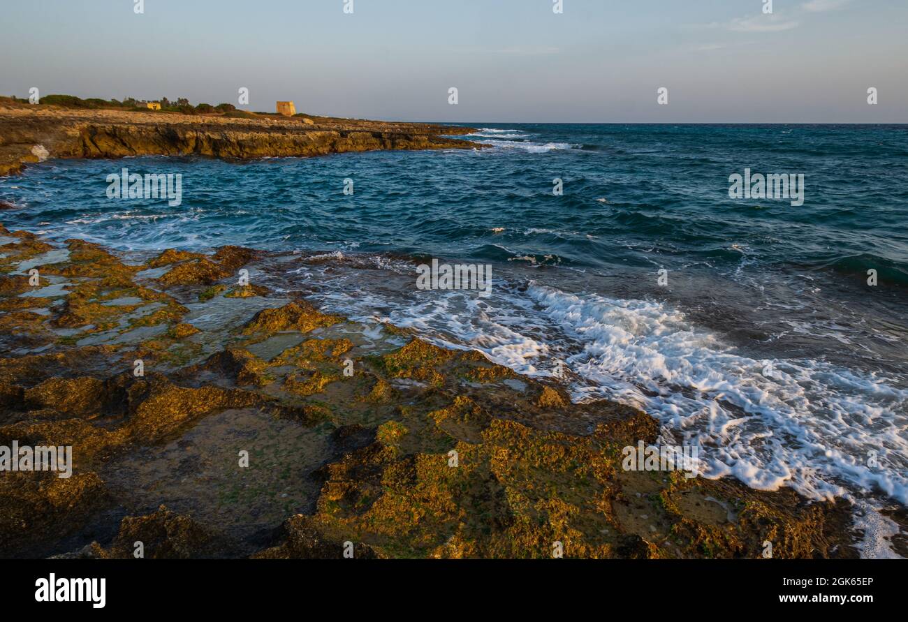 Adriatic sea. Ostuni, Puglia. Sunrise. Renowned seaside resort located ...