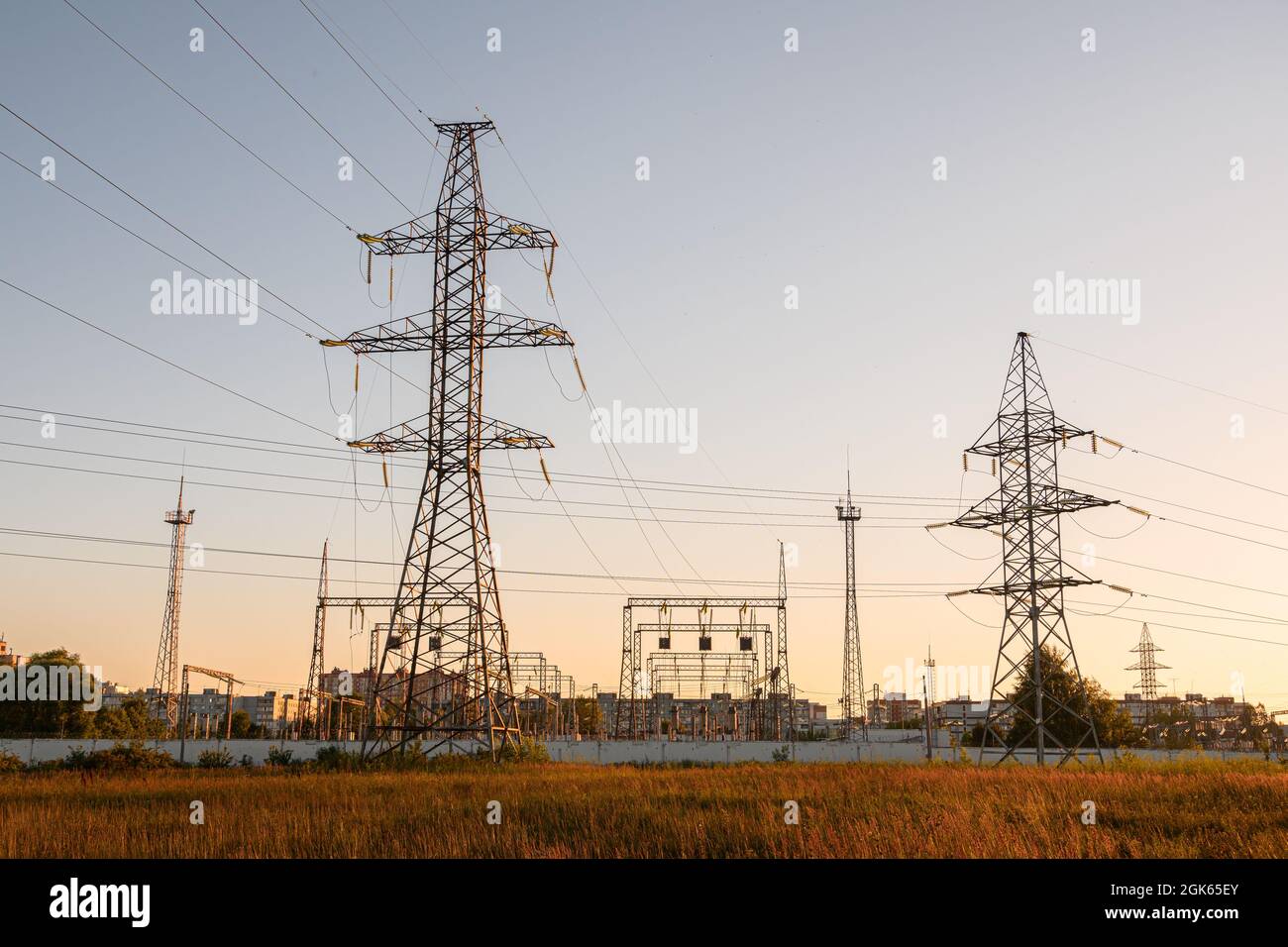 Electricity distribution station. High voltage electric transmission ...