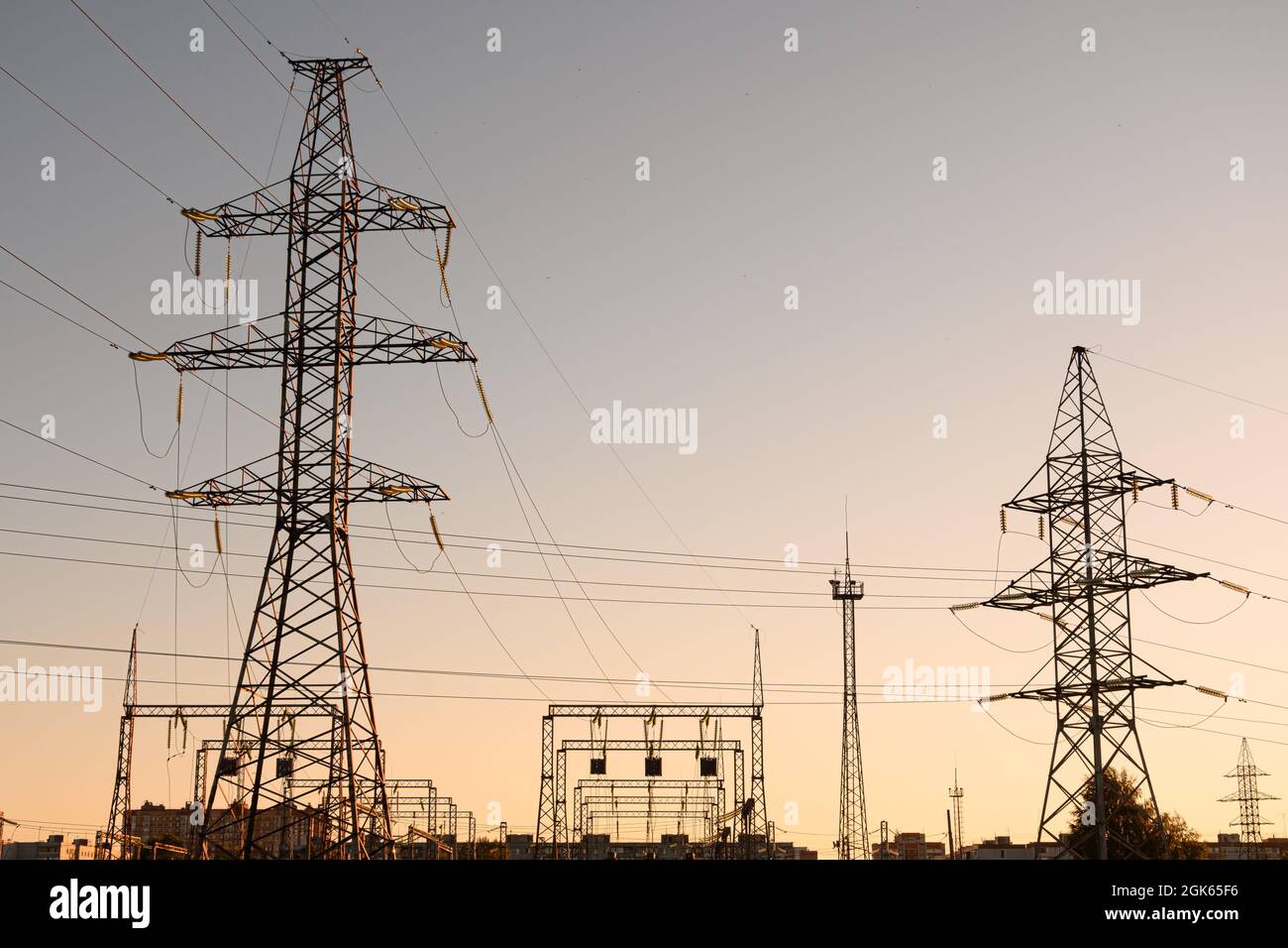 Electricity distribution station. High voltage electric transmission ...