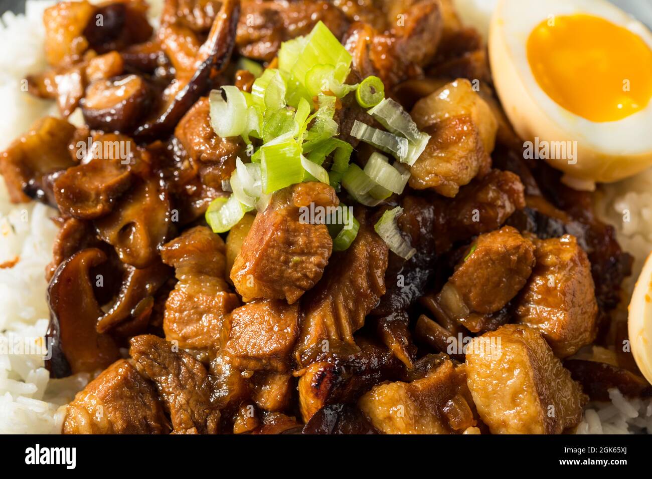Homemade Taiwanese Braised Pork Belly with Rice and Eggs Stock Photo ...