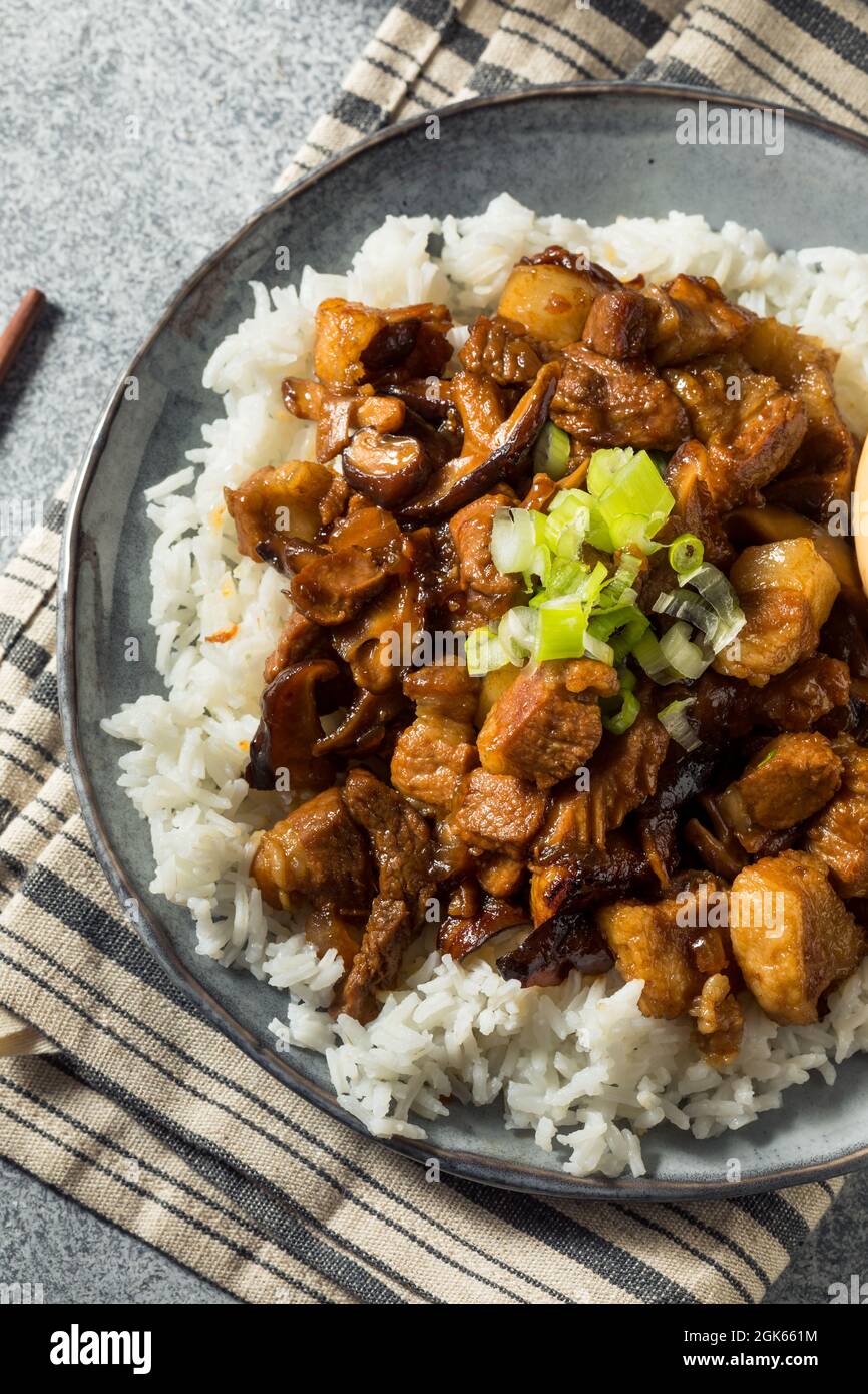 Homemade Taiwanese Braised Pork Belly with Rice and Eggs Stock Photo ...