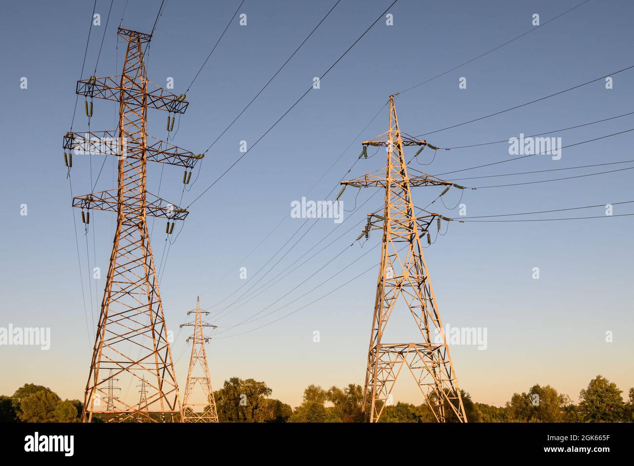 High voltage electric transmission tower. Electrical pylon and high ...