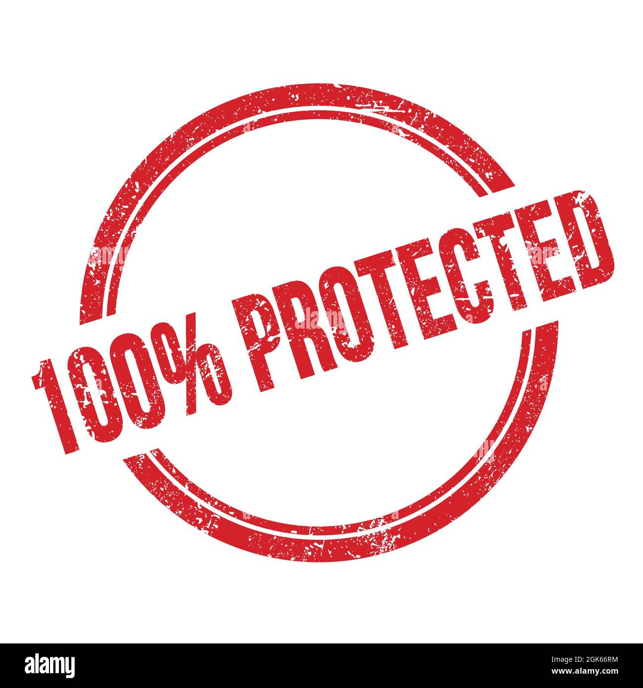 100% PROTECTED text written on red grungy vintage round stamp Stock ...