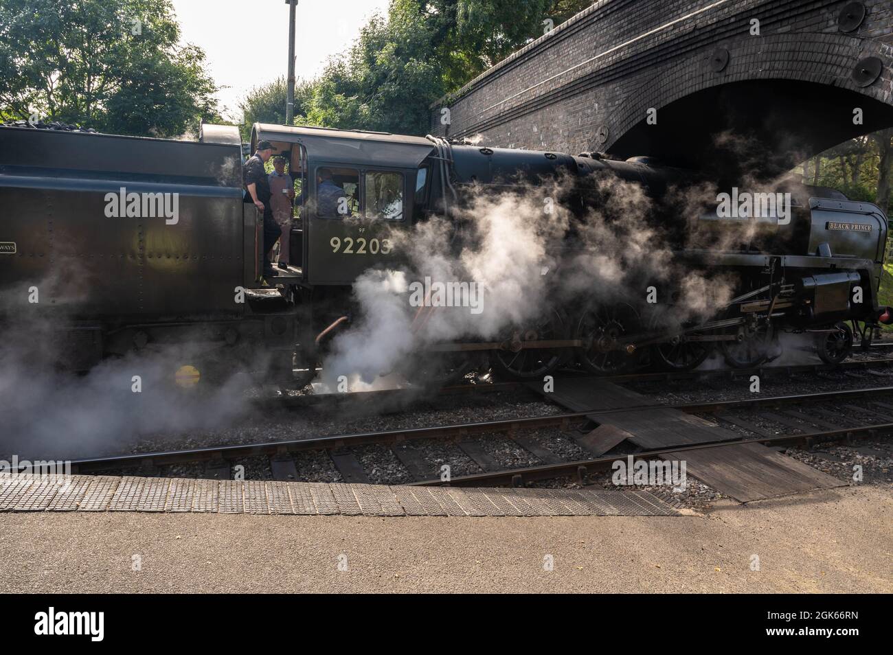 Black Prince Locomotive train waiting at Weyborne station with steam ...