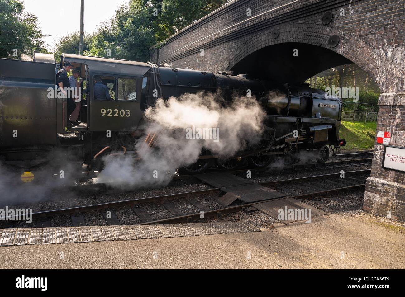 The Black Prince Steam locomotive train at Weyborne station waiting to ...