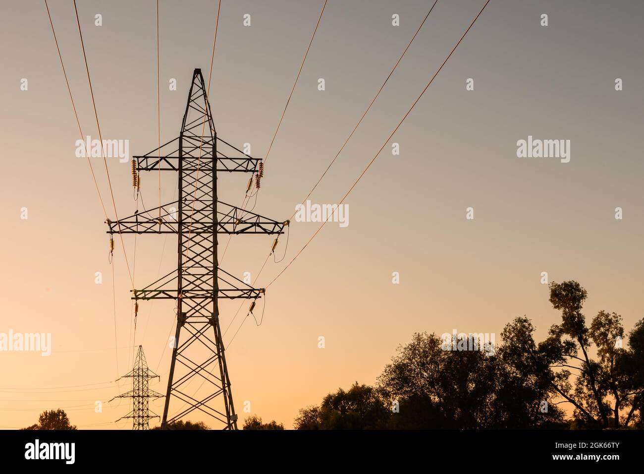 High voltage electric transmission tower. Electrical pylon and high ...