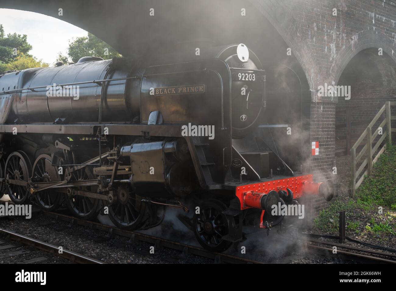 The Black Prince Steam locomotive train at Weyborne station waiting to ...