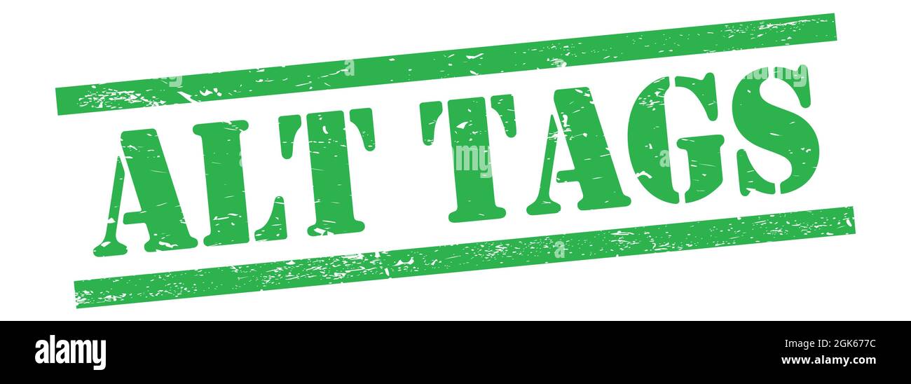ALT TAGS text on green grungy vintage rubber stamp Stock Photo - Alamy