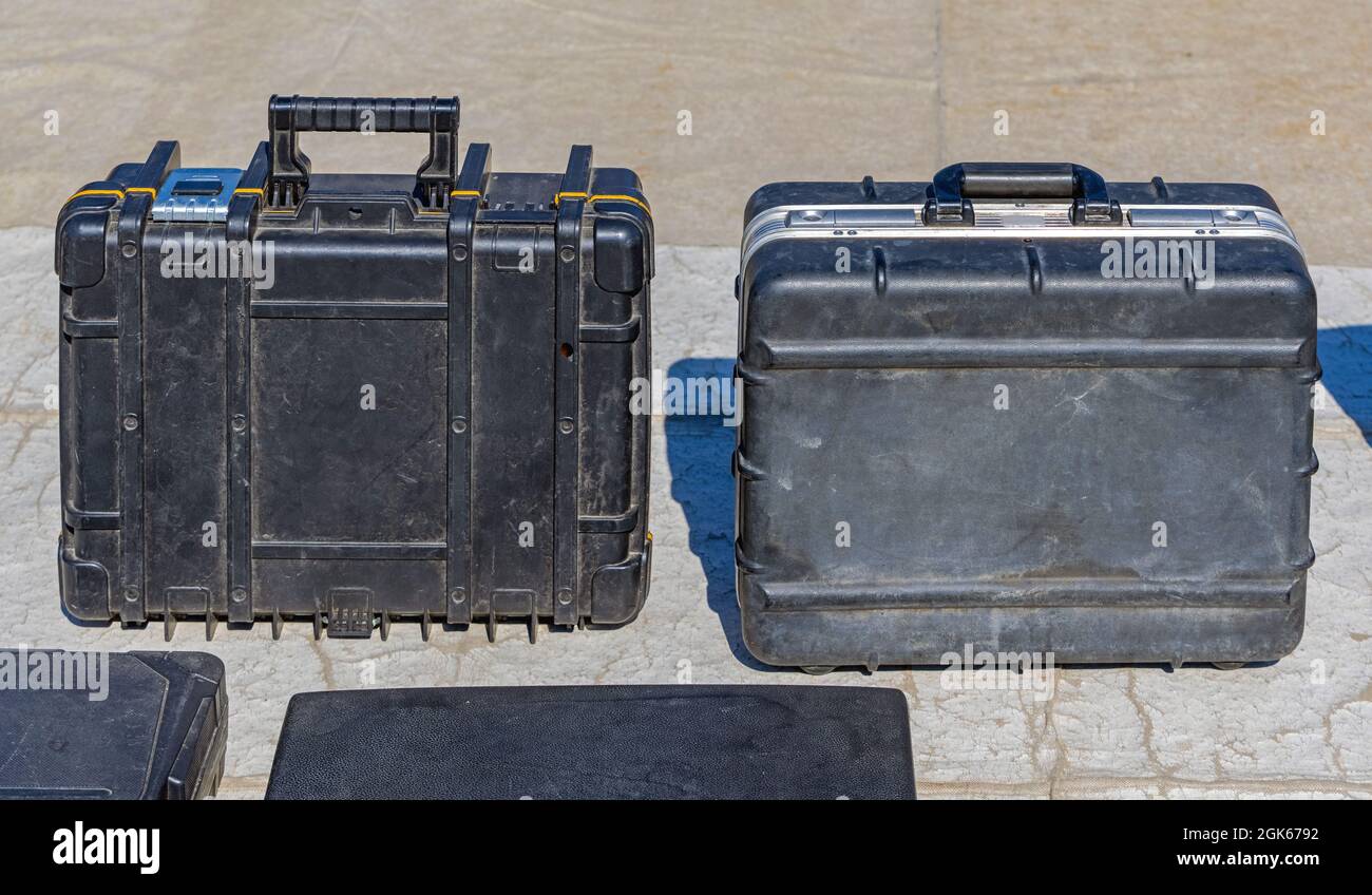 Two Strong Black Boxes for Tools and Equipment Stock Photo - Alamy