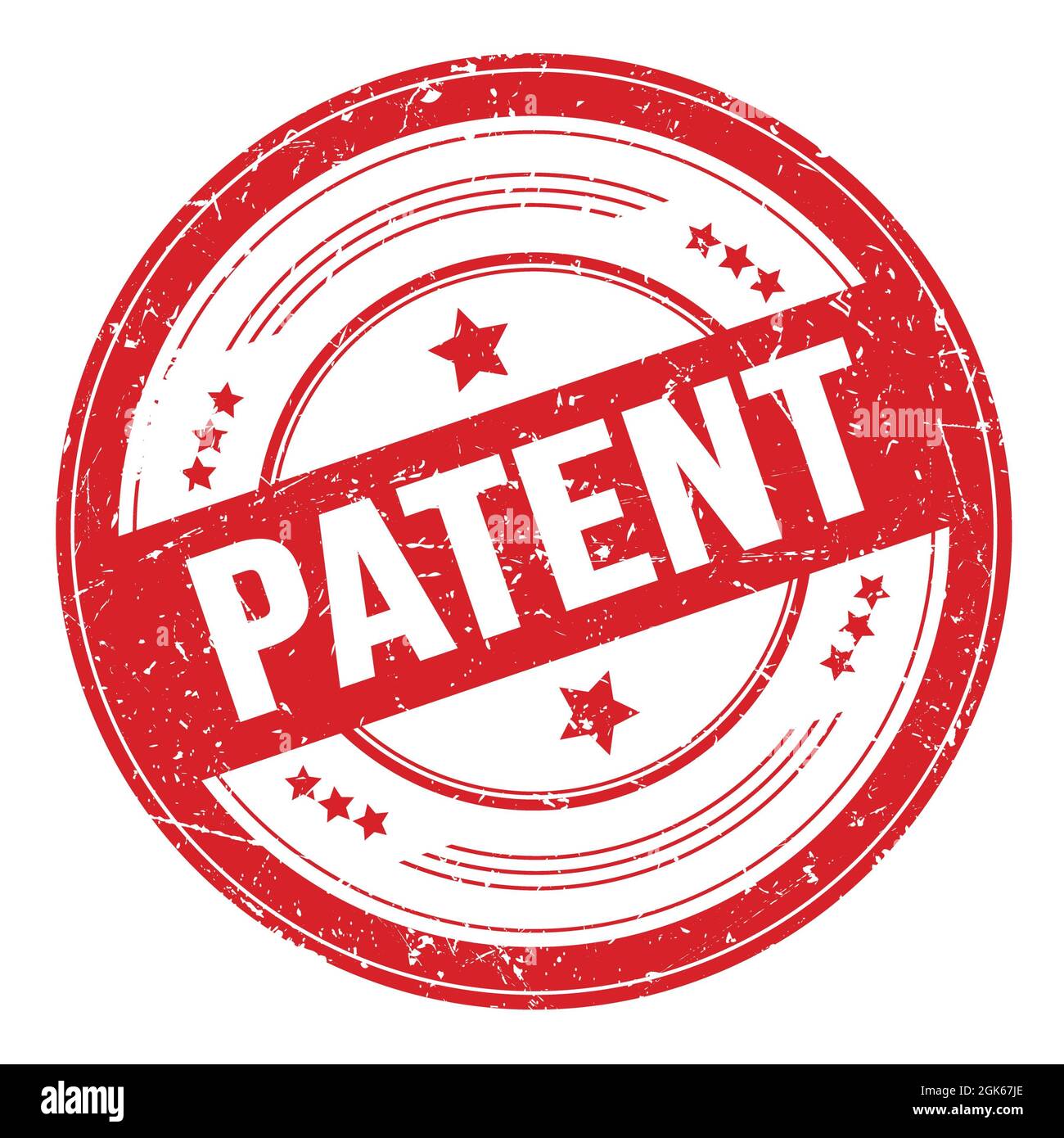 PATENT text on red round grungy texture stamp Stock Photo - Alamy