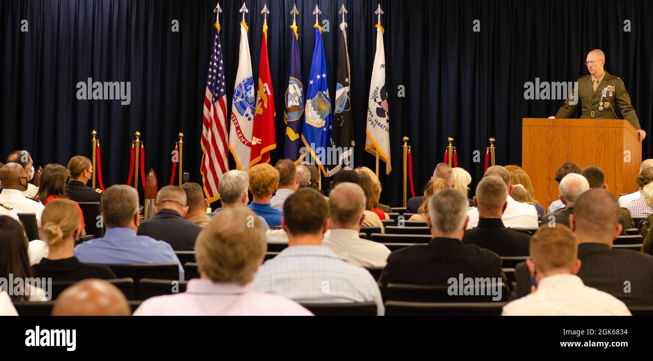 Marine Corps Col. Rich Brady, outgoing USMEPCOM commander, addresses ...
