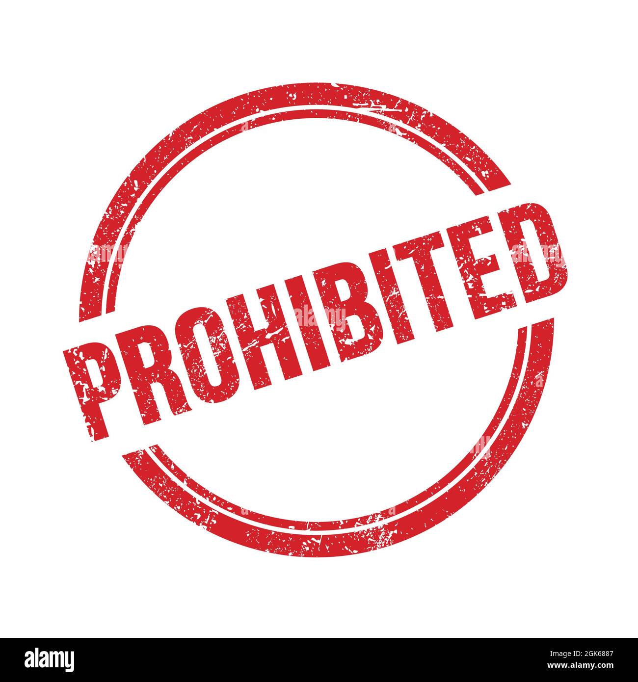 PROHIBITED text written on red grungy vintage round stamp Stock Photo ...