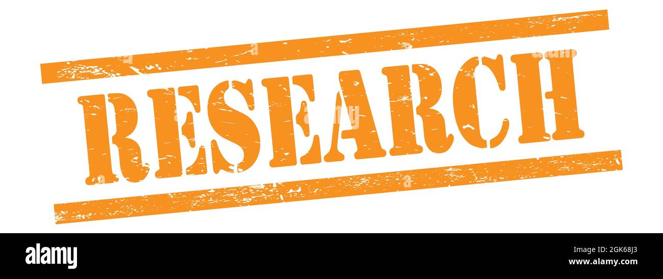 RESEARCH word on orange rectangle stamp sign Stock Photo - Alamy