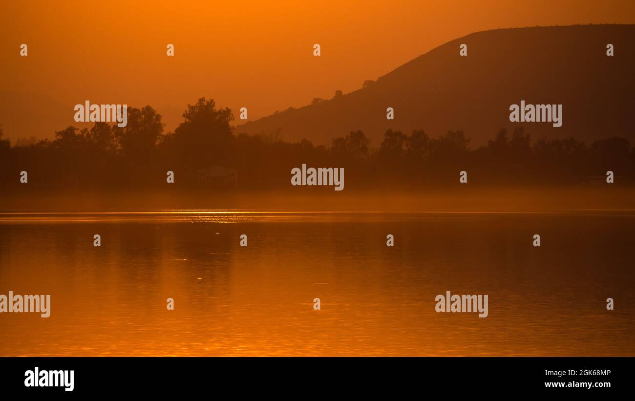 PUNE, INDIA - Sep 10, 2019: The beautiful nature view during the sunset ...