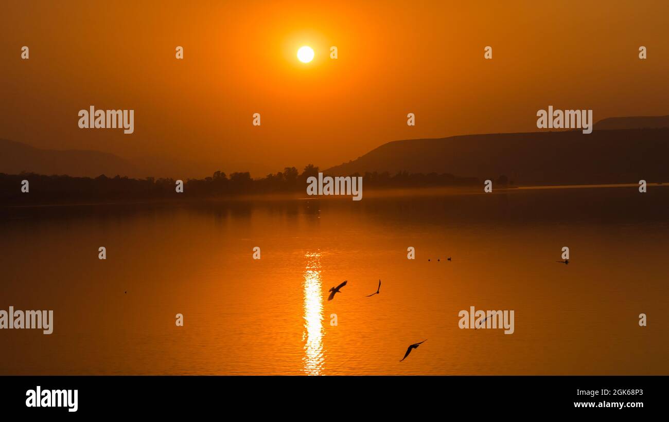 PUNE, INDIA - Sep 10, 2019: the beautiful view of sunset and the ...