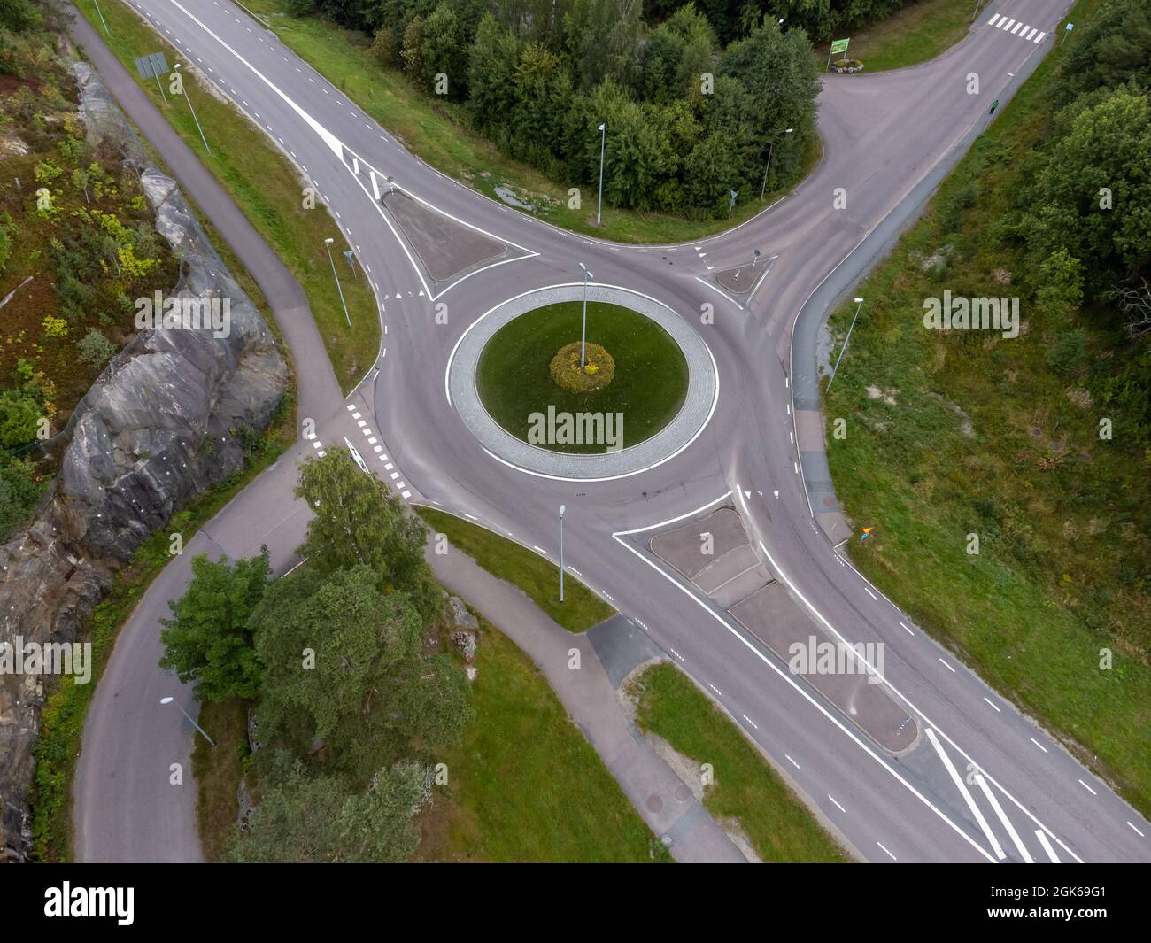 Drone photography of a traffic roundabout in Sweden Stock Photo - Alamy