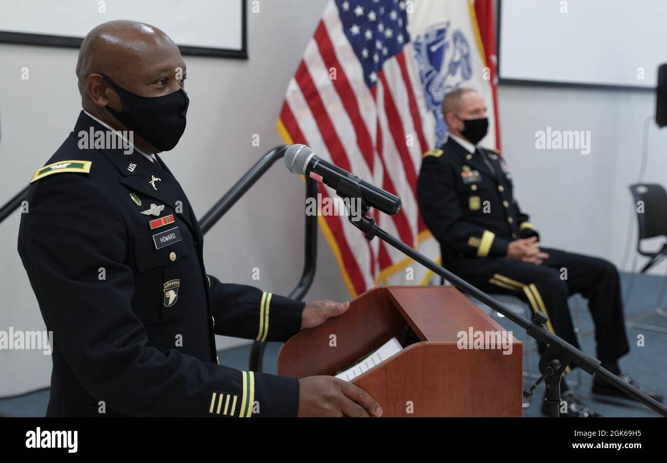 U.S. Army Reserve Col. Frederick Howard speaks to the crowd as 9th ...