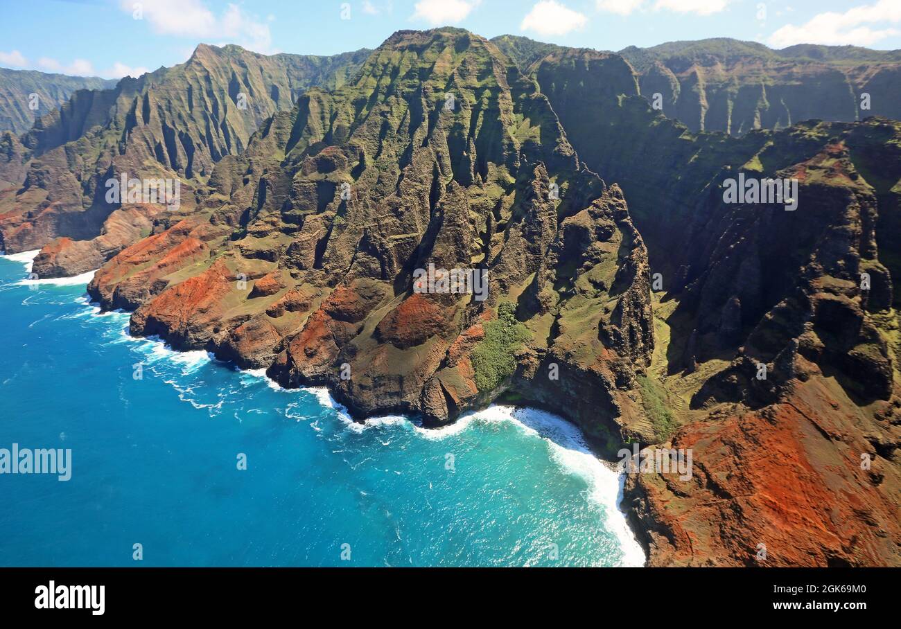 Colorful cliffs of Na Pali coast - Kauai, Hawaii Stock Photo - Alamy