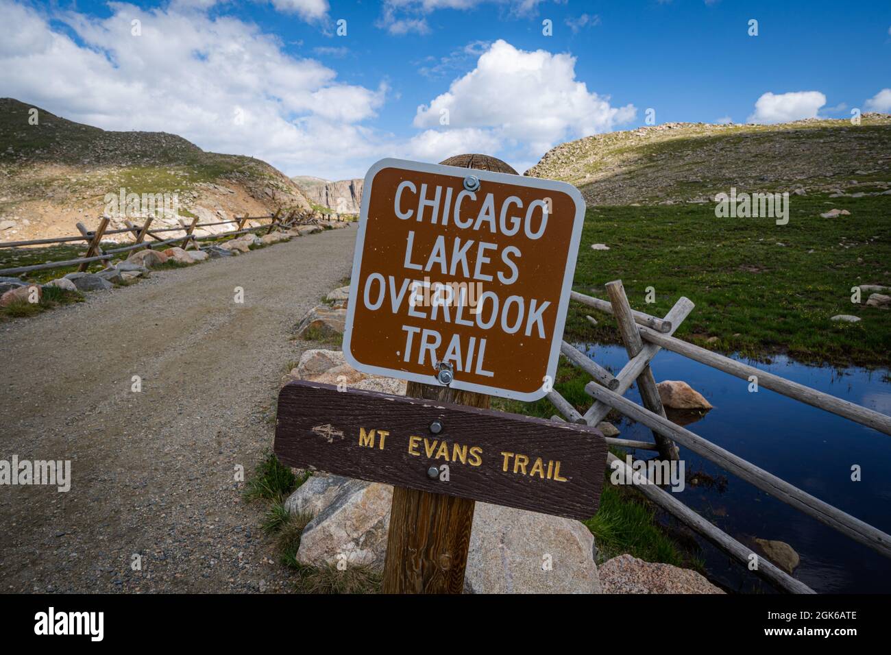 Sign for the Chicago Lakes Overlook Trail along the Mt. Evans Scenic ...